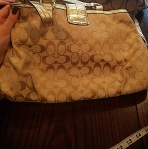 Coach | Bags | Coach Gold And Signature Logo Purse | Poshmark